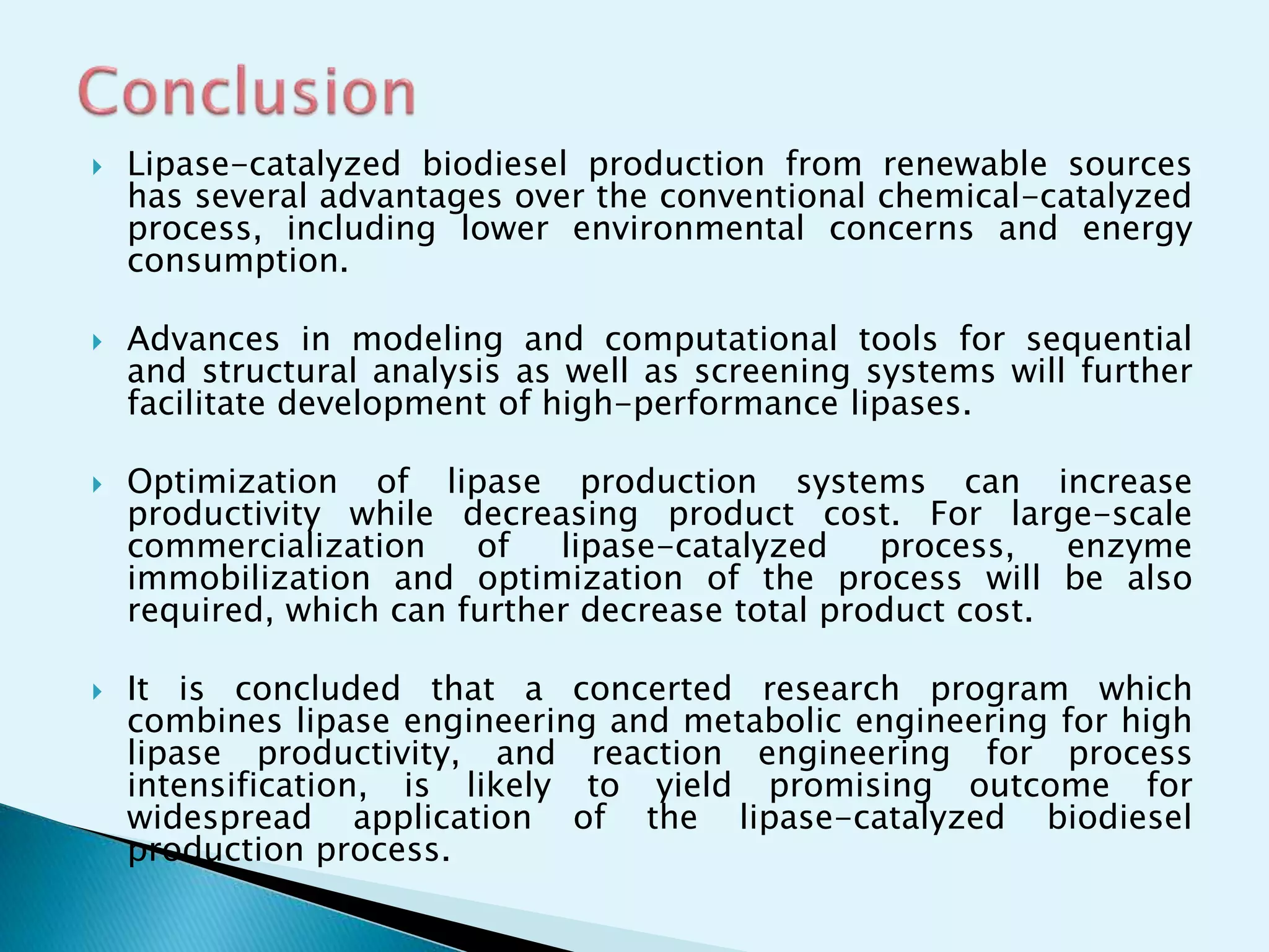 Lipase catalyzed process for biodiesel production protein engineering ...