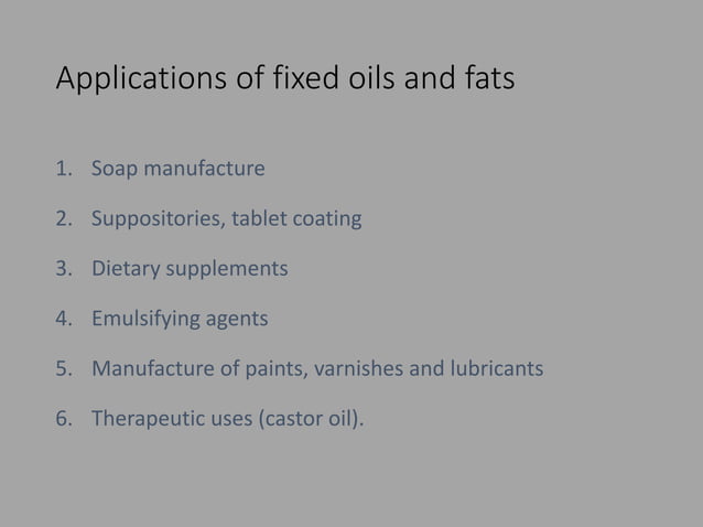 Lipids (fixed oils and fats ) | PPTX | Chemistry | Science