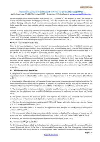 LIPID EXTRACTION AND TRANSESTERIFICATION TECHNIQUES OF MICROALGAE –A REVIEW | PDF