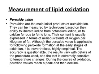 Lesson on Lipids Oxidation, Mechanism of lipids | PPT