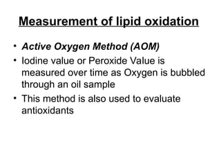 Lesson on Lipids Oxidation, Mechanism of lipids | PPT