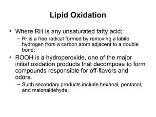 Lesson on Lipids Oxidation, Mechanism of lipids | PPT