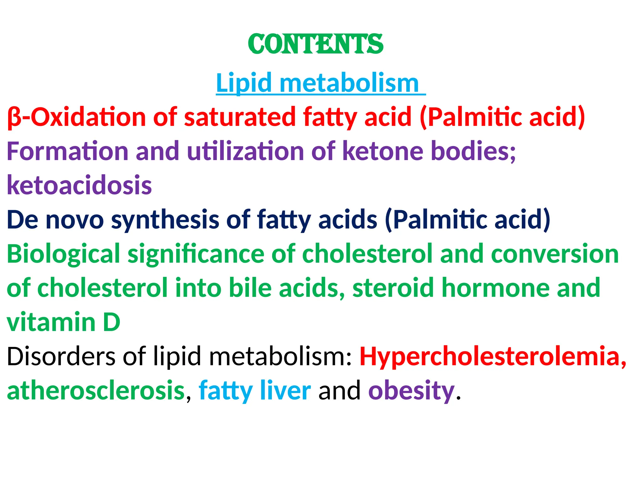 lipid metabolism and its significance- β-Oxidation, | PPTX