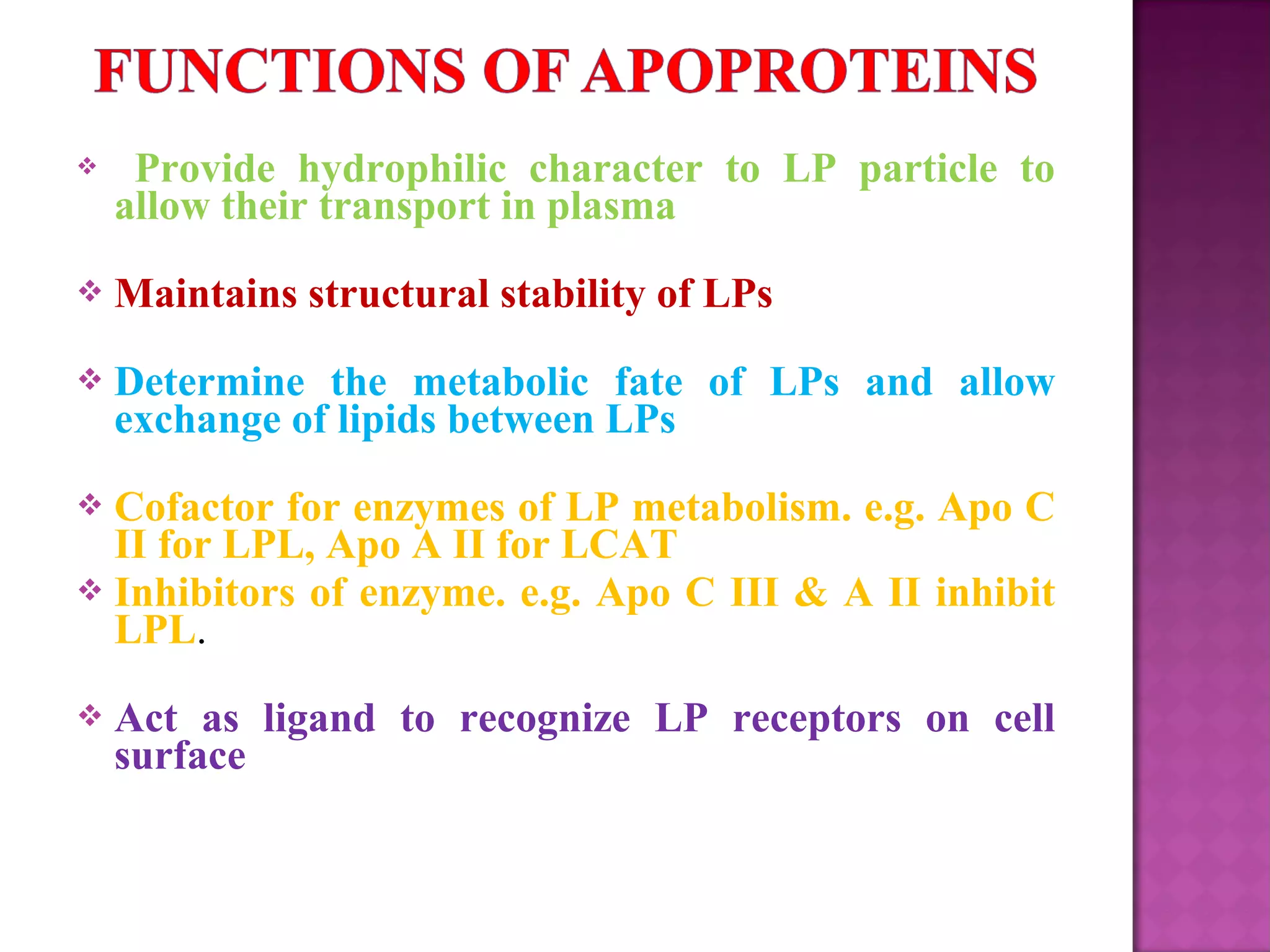 Lipoproteins: Structure, classification, metabolism and significance | PPT