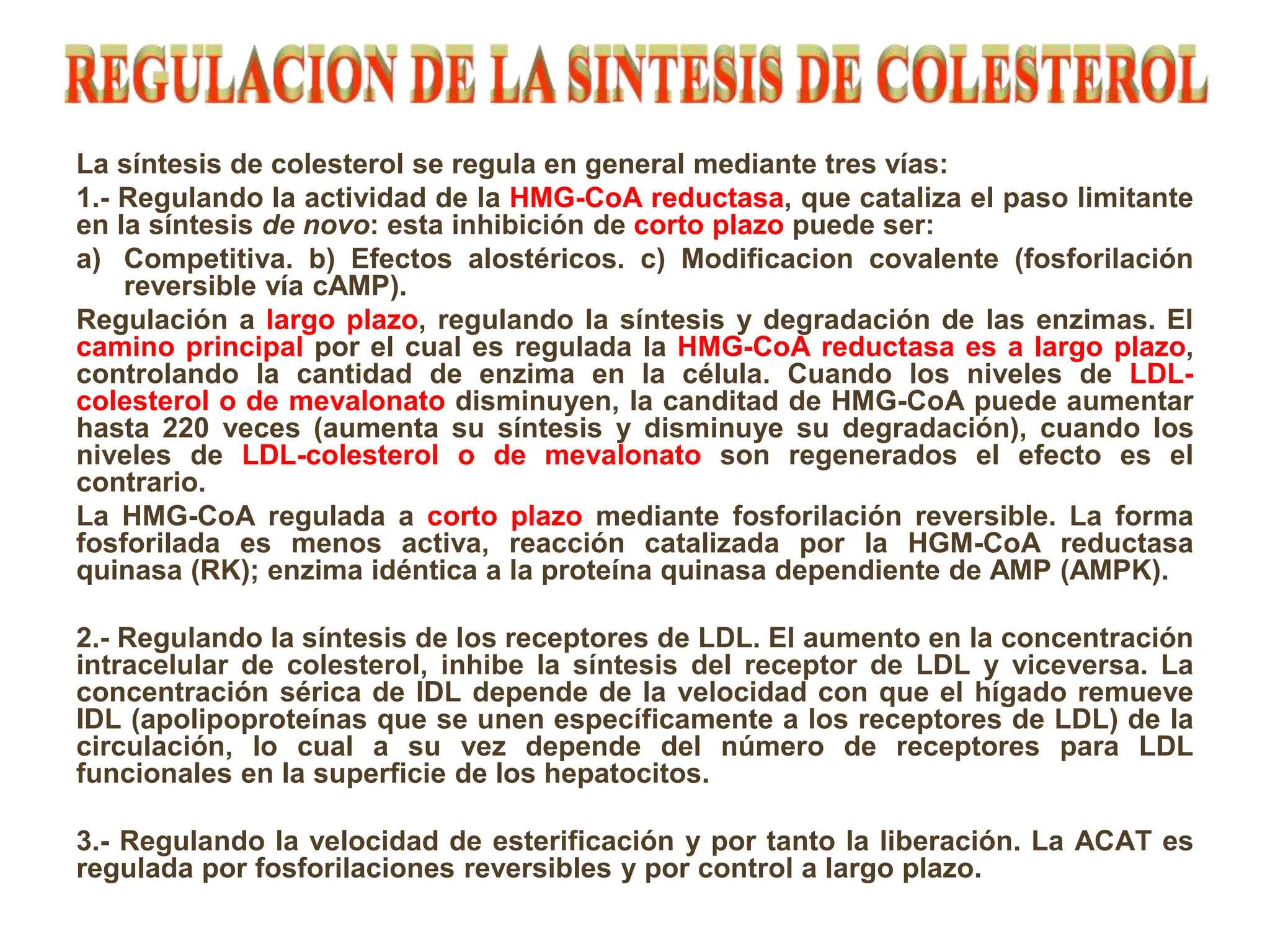 LIPIDOS - QUIMICA I - 10. REGULACION DE LA SINTESIS DE COLESTEROL.pptx