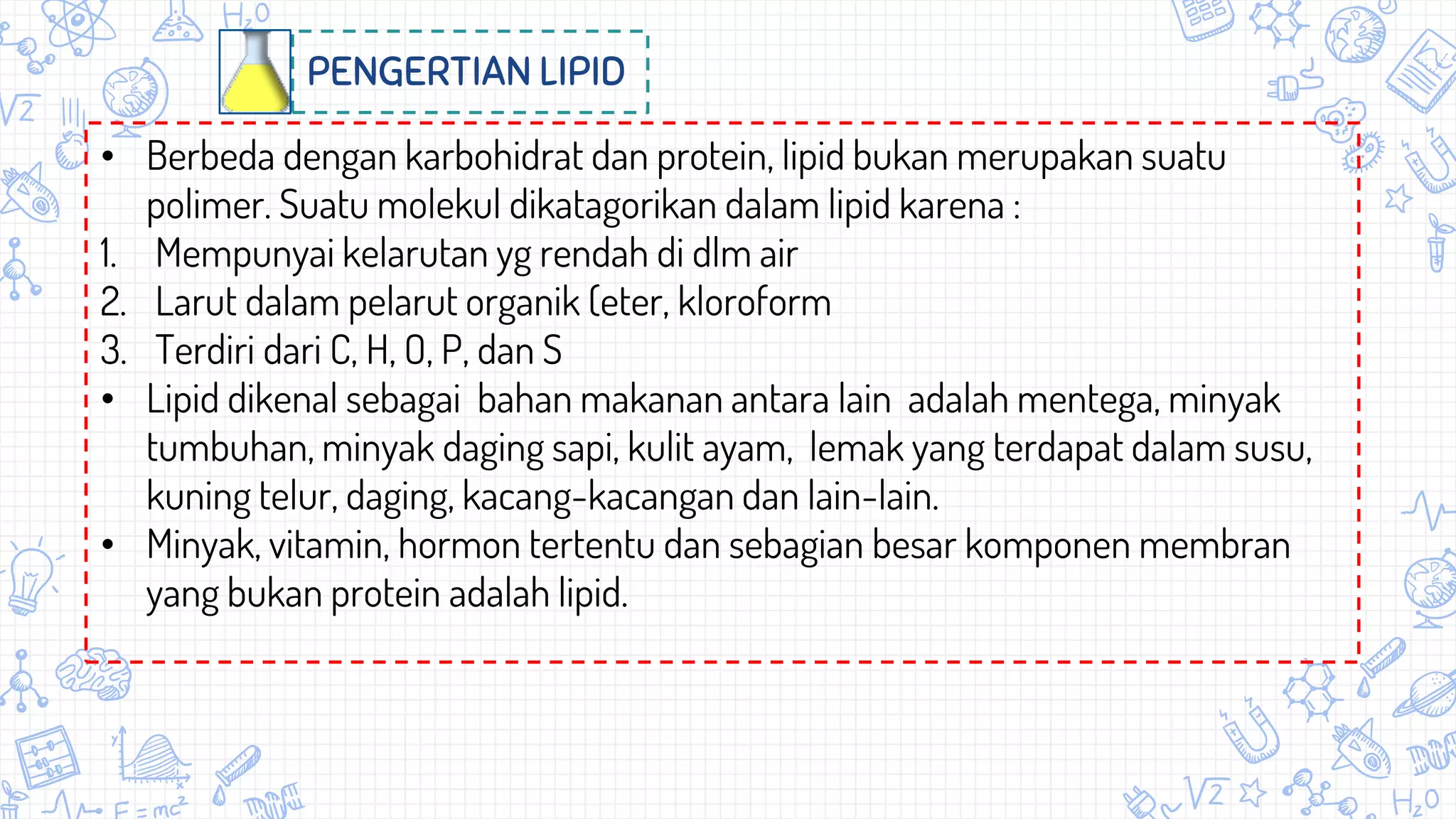 Lipid (Klasifikasi, Aturan Penamaan, Fungsi and Aplikasi pada Kehidupan) | PPTX