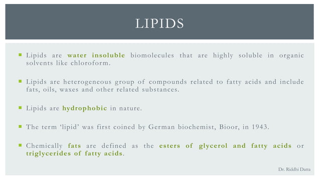 Basics of Lipid Biochemistry | PPTX
