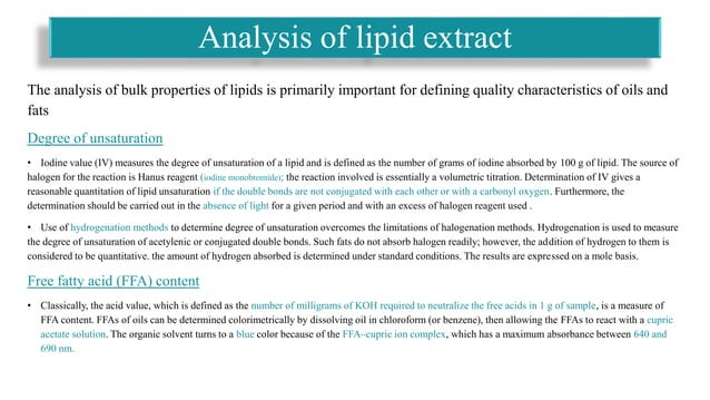 Lipids : Classification & general analysis | PPTX