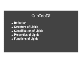 Lipids: Definition, Structure, classification, Properties and Function | PDF