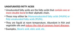 LIPIDS AND FATTY ACIDS - CLASSIFICATION, PROPERTYAND FUNCTIONS | PPTX