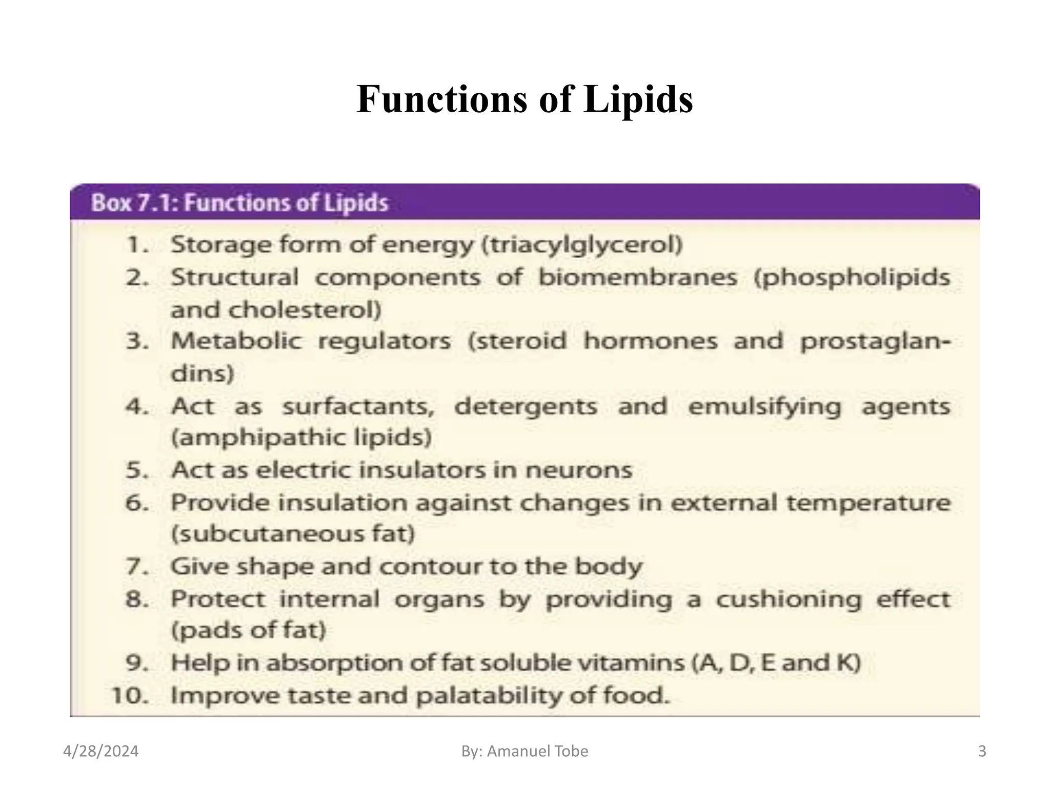 Lipids are a diverse group of organic molecules that are insoluble in ...