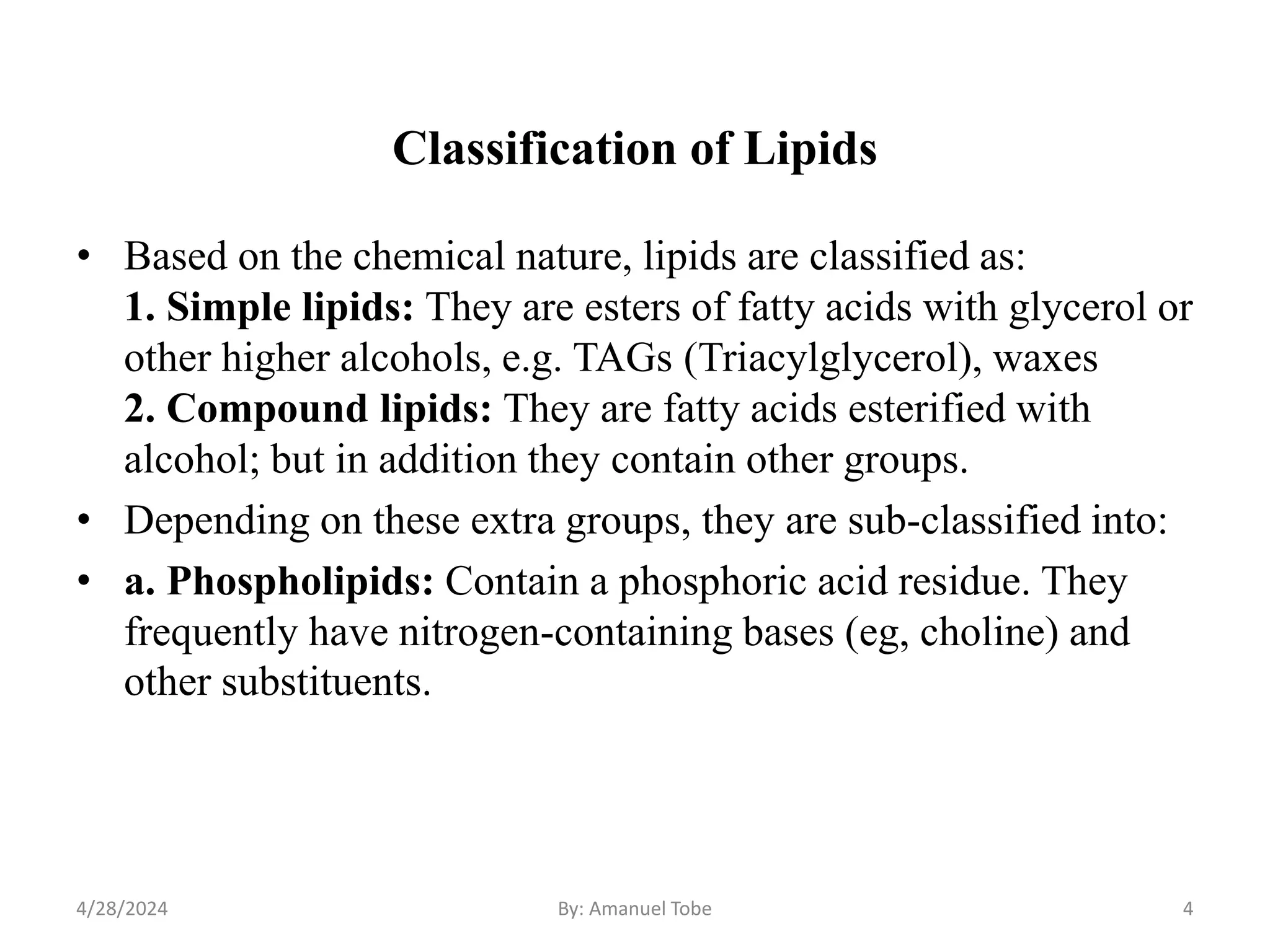 Lipids are a diverse group of organic molecules that are insoluble in ...