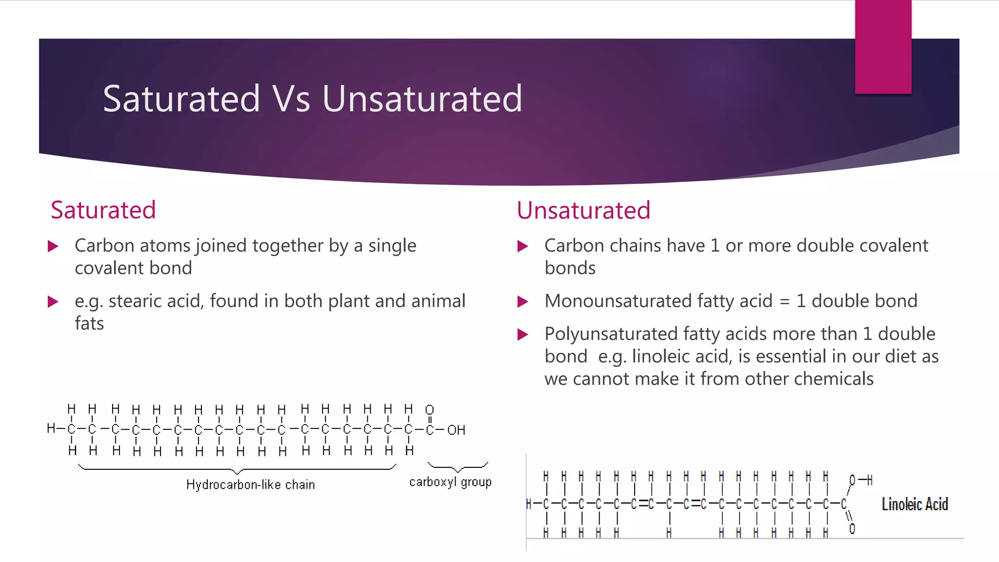 Lipids - Edexcel A-Level Biology B Topic 1.2 | PPTX