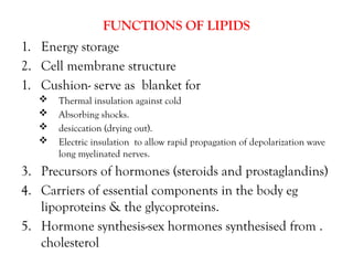 LIPIDS -STRUCTURE AND FUNCTION..pptx bchem | PPTX