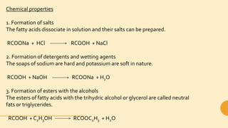 Lipids structure, classification, functions and properties | PPTX