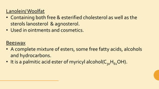 Lipids structure, classification, functions and properties | PPTX