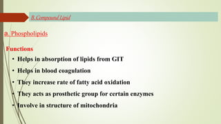 Introduction to lipids as biomolecules presented by Patil J. N. | PPTX
