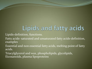 Lipids and fatty acids.pptx | Chemistry | Science