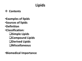 Lipids and its classification | PPTX