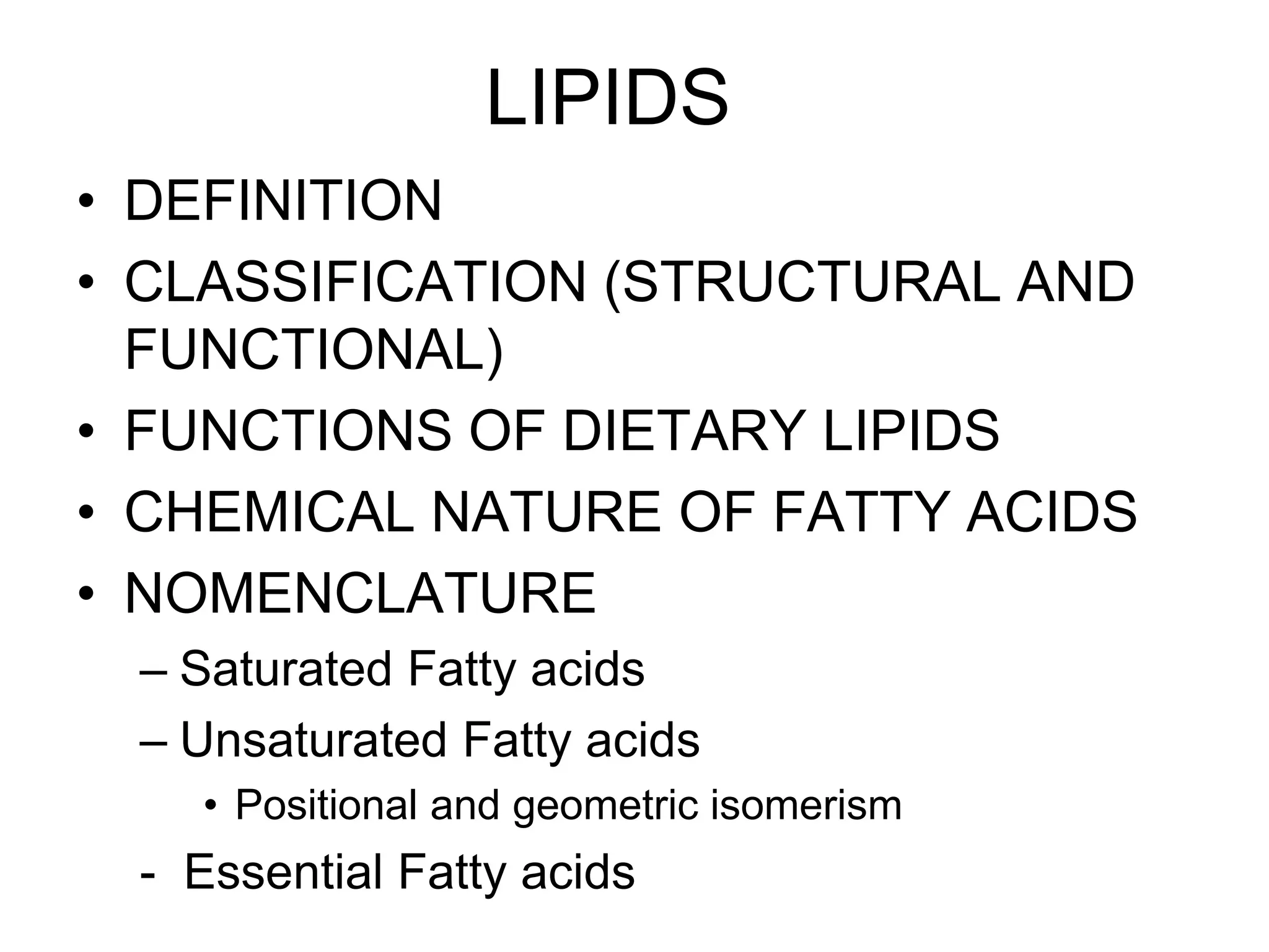 Lipids Introduction and their Nomenclature | PDF