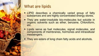 lipids introduction of bioi chemistry nq | PDF