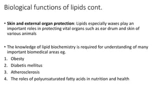 Lipids structure and functions biochemistry | PDF