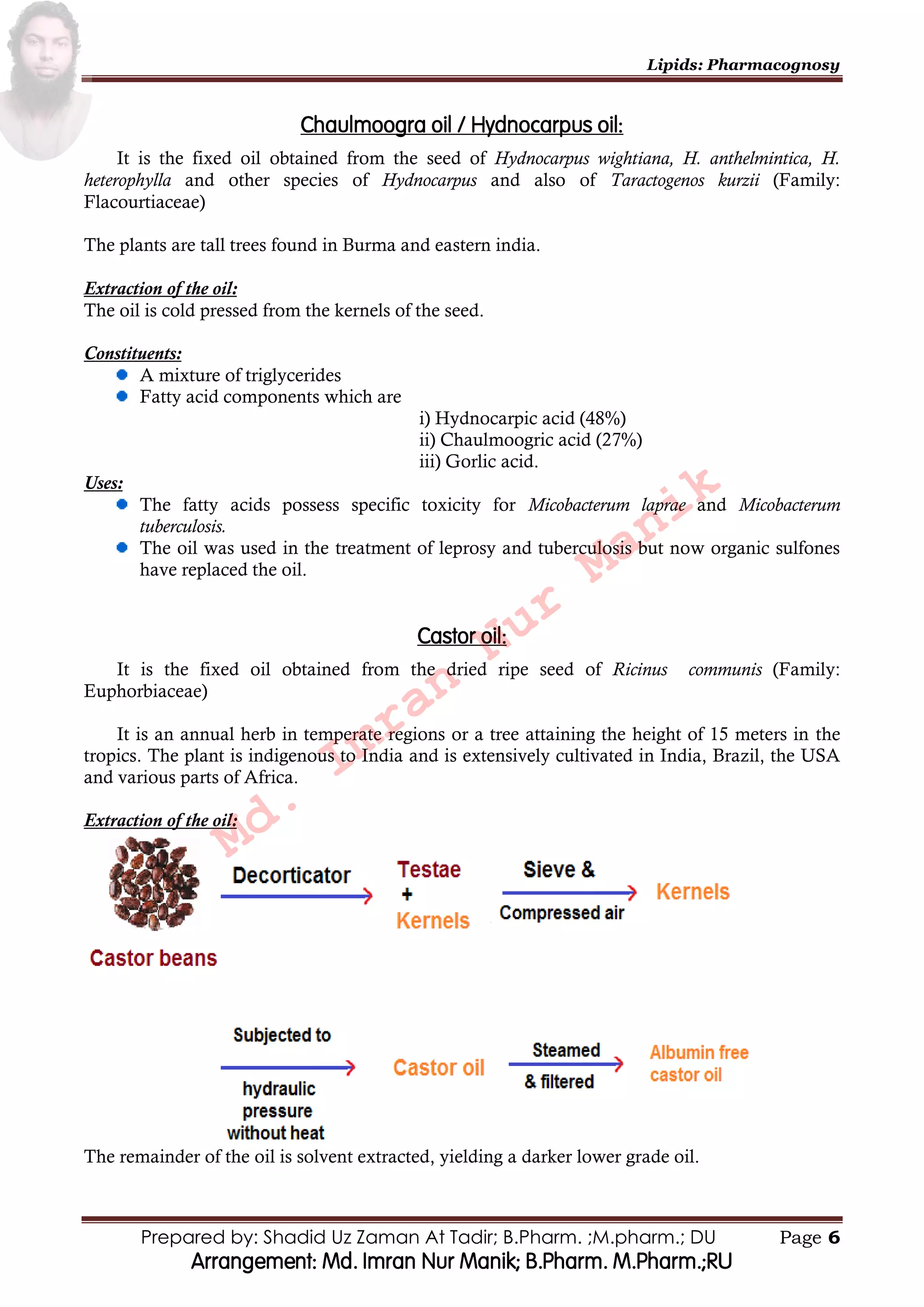 Lipids: Pharmacognosy MANIK | PDF