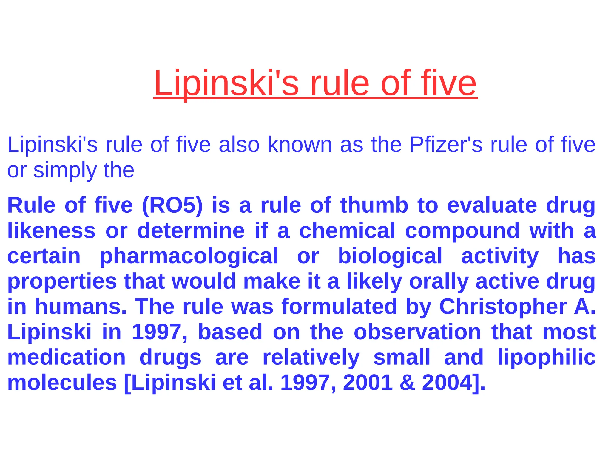 Lipinskis rules of five for bioavailability | PDF