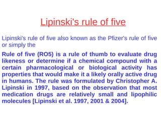 Lipinskis rules of five for bioavailability | PDF