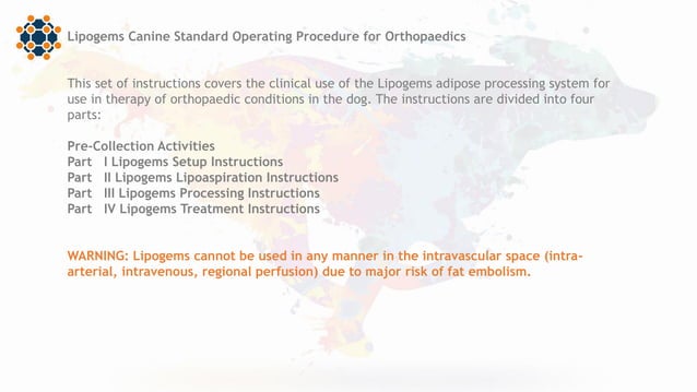 Lipocast Biotech UK Lipogems Canine Standard Operating Procedure v1 | PPT