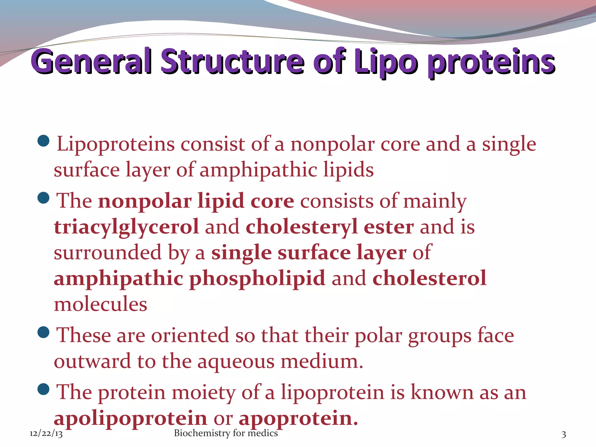 Lipoproteins- structure, classification, metabolism and clinical ...