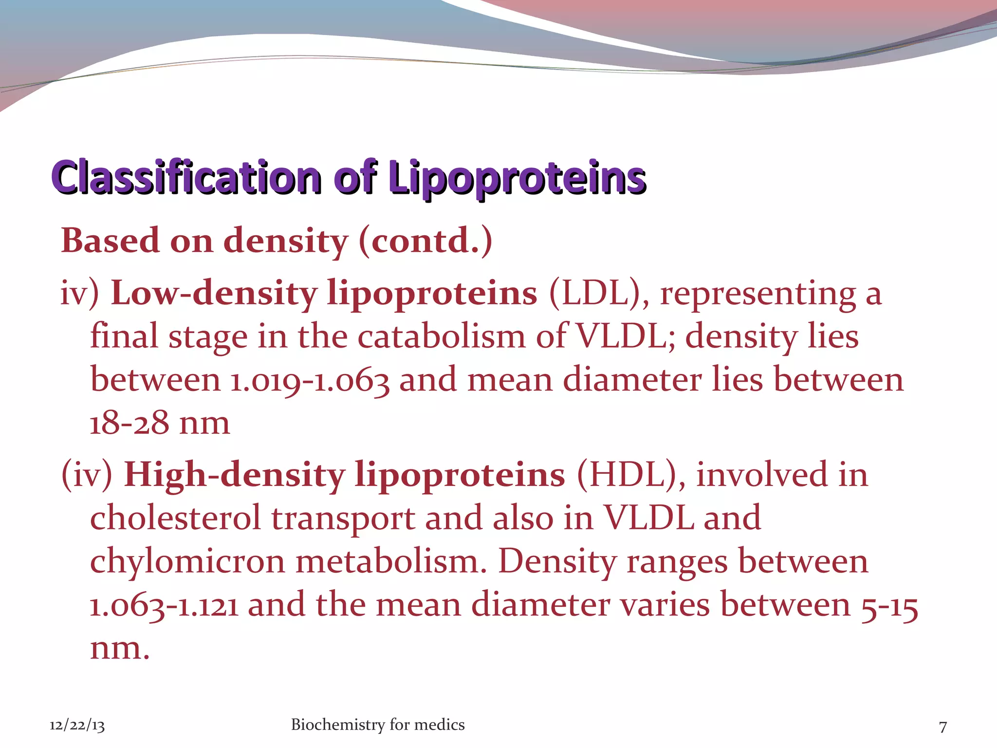 Lipoproteins- structure, classification, metabolism and clinical ...