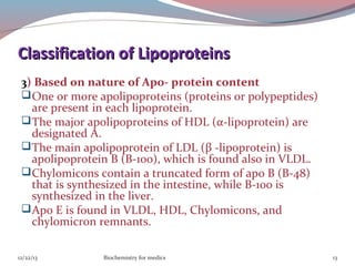 Lipoproteins- structure, classification, metabolism and clinical ...