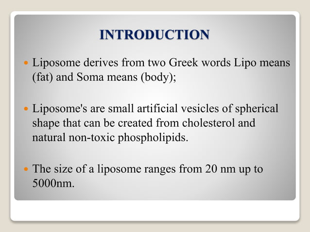 Liposomal drug delivery system | PPTX | Chemistry | Science