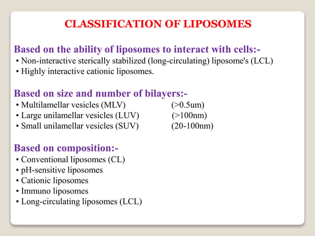 Liposomal drug delivery system | PPTX | Chemistry | Science