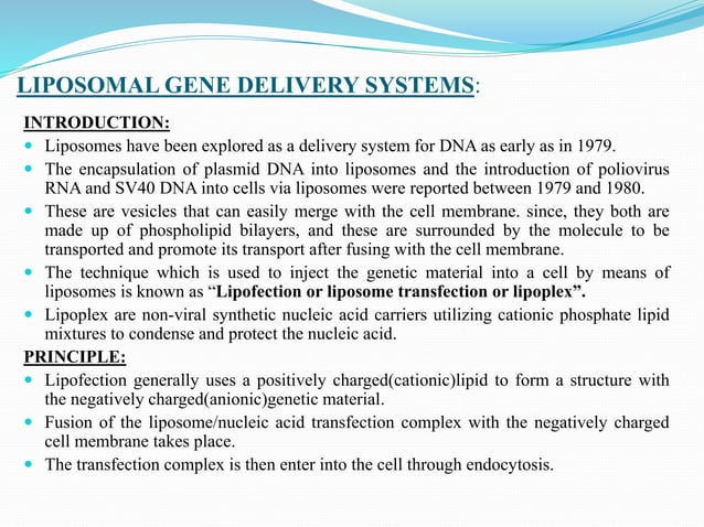 Liposomal gene delivery system | PPTX