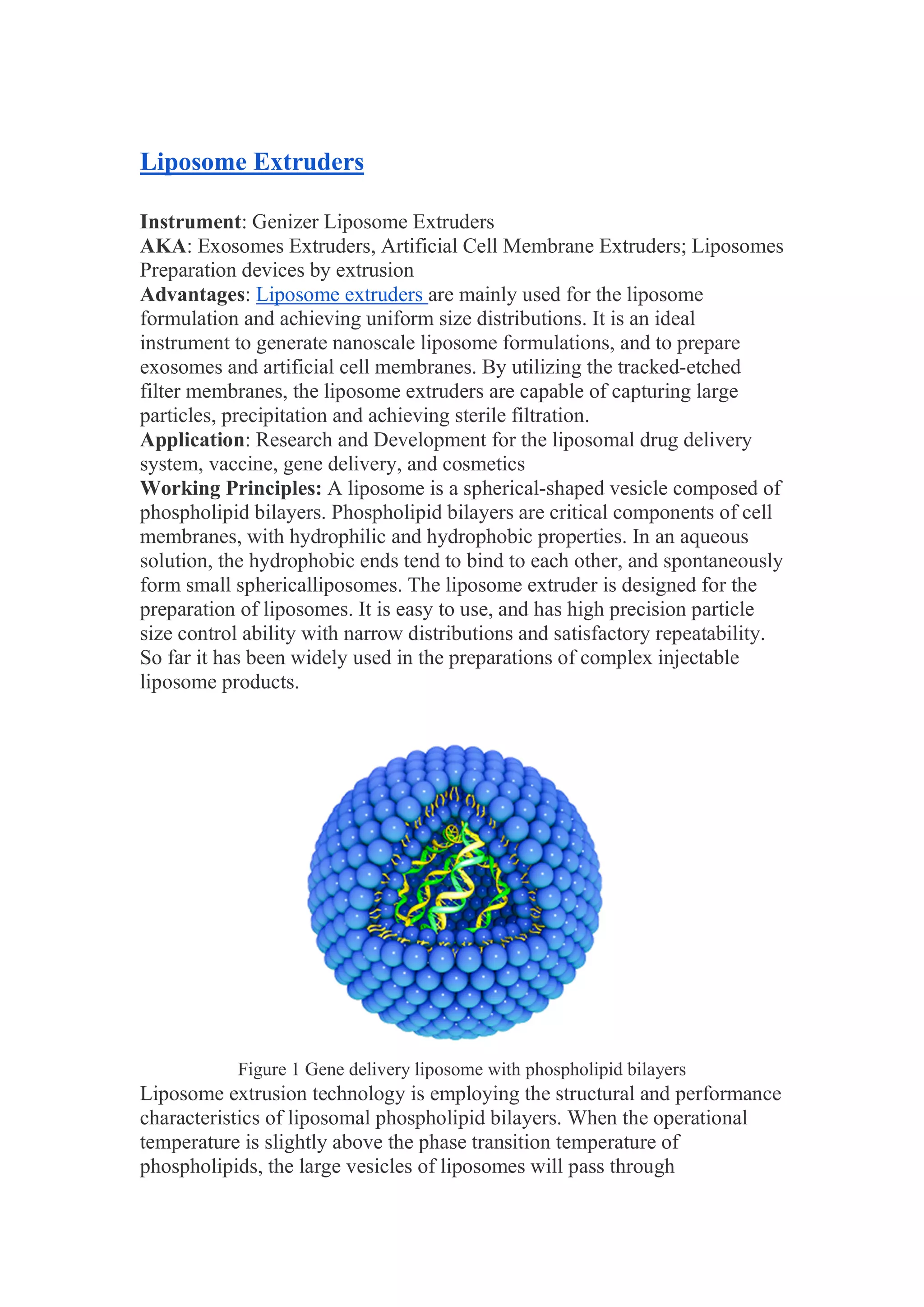 What is a liposome Extruder? - working principle -usage | PDF