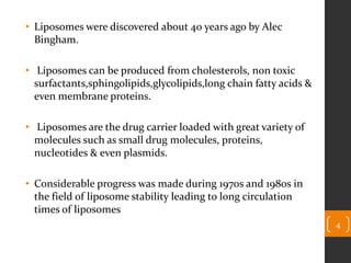 Liposomes and liposomal drug delivery system( recent advancement) | PPTX