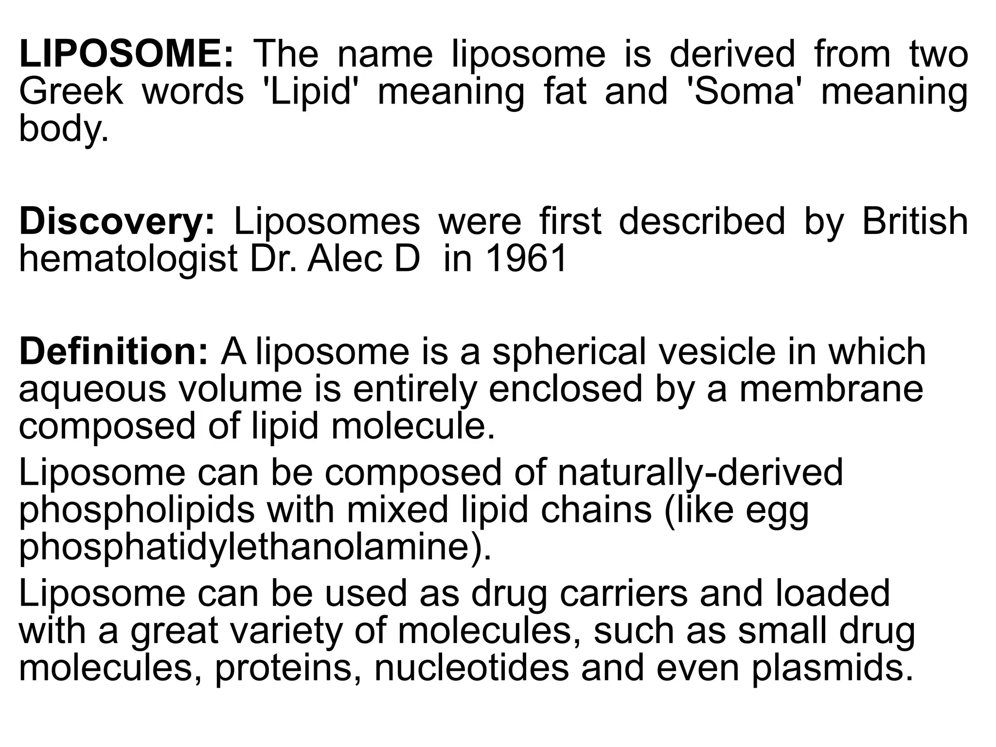 Novel Drug Delivery System liposomes Basic Understanding and Concepts | PPT