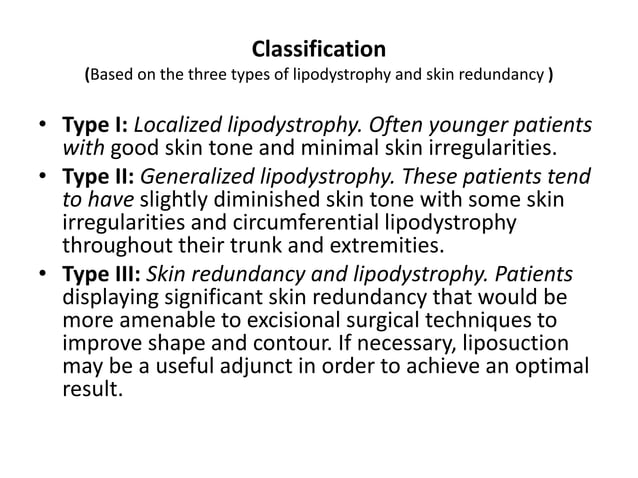 Liposuction by various method | PPTX | Skin and Dermatology | Diseases and Conditions