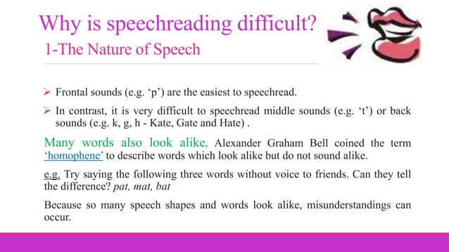 Lipreading in hearing impaired | PPTX | Ear, Nose and Throat Conditions ...