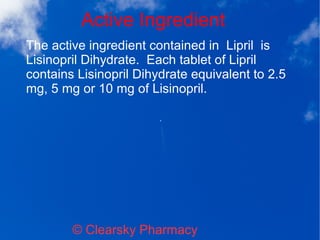 Lipril (Lisinopril Dihydrate Tablets) | ODP
