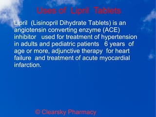Lipril (Lisinopril Dihydrate Tablets) | ODP