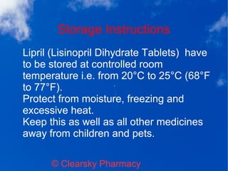 Lipril (Lisinopril Dihydrate Tablets) | ODP