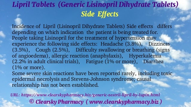 Lipril Tablets (Generic Lisinopril Dihydrate Tablets) | PDF