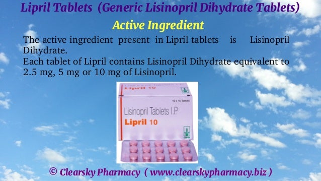 Lipril Tablets (Generic Lisinopril Dihydrate Tablets) | PDF