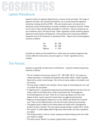 Cosmetics Industry Case Study: Manufacturing & Making Lipstick | PDF