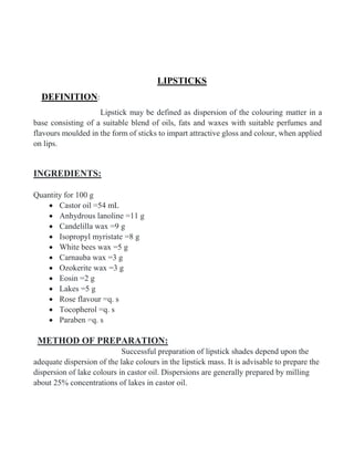 Lipstick and chapstick formulations.docx
