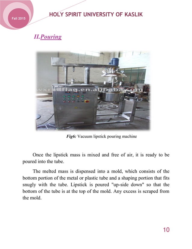 Cosmetic Process: Lipstick Synthesis | PDF | Makeup and Accessories ...