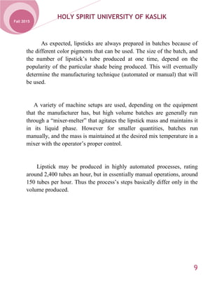 Cosmetic Process: Lipstick Synthesis | PDF